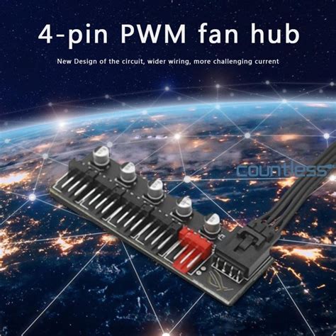 5 Port PC Fan Hub Interface Extender Splitter Speed Controller Adapter Connector For 4 Pin PWM