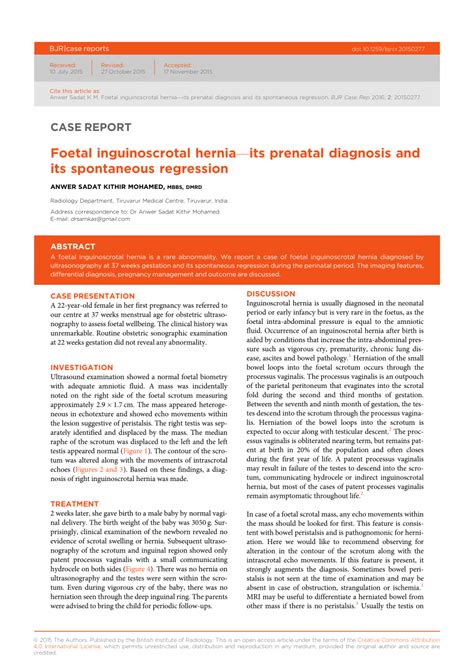 Pdf Fetal Inguinoscrotal Hernia—its Prenatal Diagnosis And Its