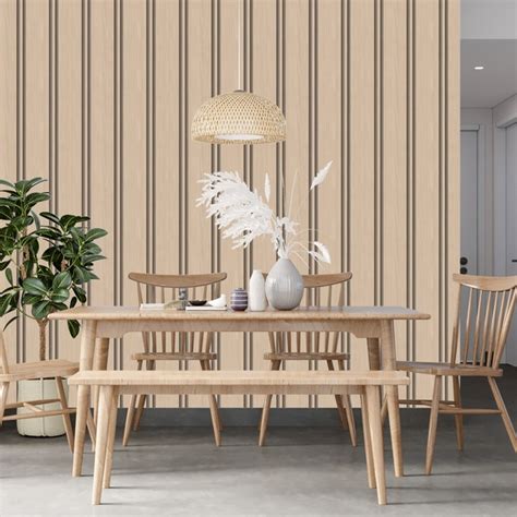 Papel De Parede Estilo Ripado Madeira Creme Claro Sala 18m Leroy Merlin