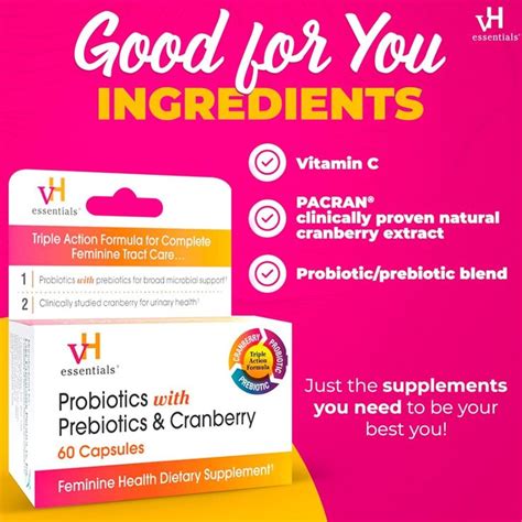 Vh Essentials Probiotics With Prebiotics And Cranberry Feminine Health