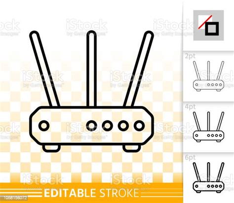 Wifi ルーターのシンプルな黒い線のベクトルのアイコン Dslのベクターアート素材や画像を多数ご用意 Dsl つながり アイコン