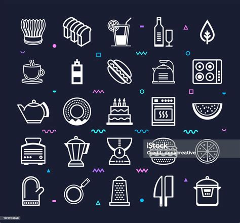 食品訂單和交付線樣式向量圖示集向量圖形及更多互聯網圖片 互聯網 健康飲食 午餐 Istock