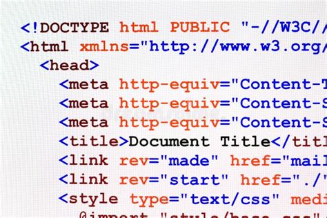 HTML Source Code Of Web Page With Title Stock Photo Image Of Script