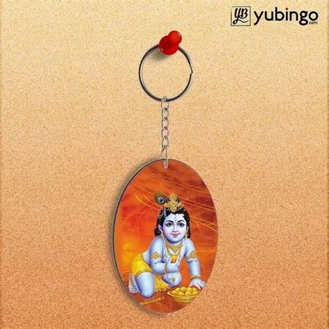 Krishna With Ladoos Oval Key Chain At Rs 4900piece Logo Keychain