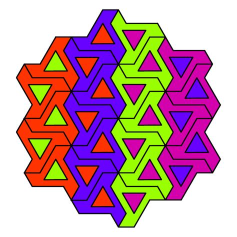 Geomegic Triangled Tessellations Coloring Pattern