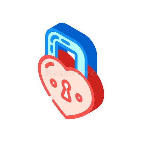 Love Lock Isometric Icon Vector Illustration Stock Vector Illustration Of Heart Isometric