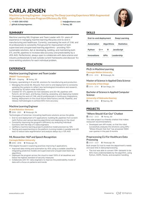 5 machine learning resume examples and guide for 2024