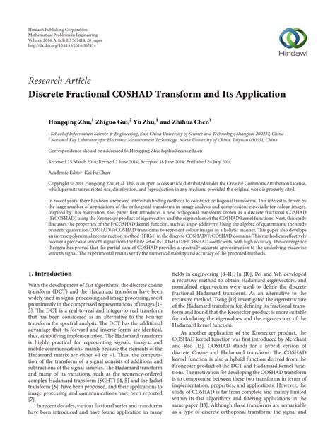Pdf Discrete Fractional Coshad Transform And Its Application