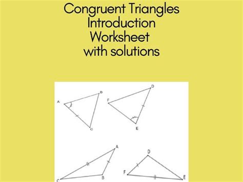 congruent triangles introduction worksheet with solutions teaching
