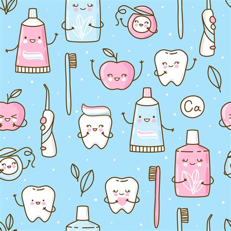 Dentist Fabric Teeth Tooth Brushes Paste Fabric On Turquoise 3702