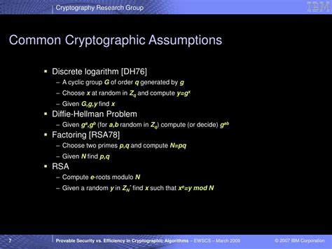 Ppt Provable Security Vs Efficiency In Cryptographic Algorithms