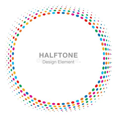 Convex Distorted Black Abstract Vector Circle Frame Halftone Dots Logo Emblem For New Technology