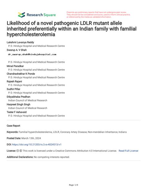 Pdf Likelihood Of A Novel Pathogenic Ldlr Mutant Allele Inherited Preferentially Within An