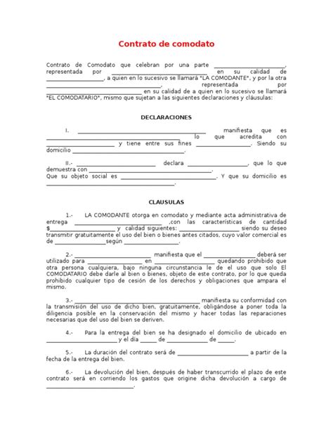 Contrato De Comodato Gobierno Política