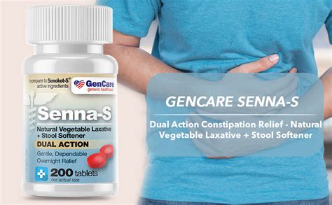 Gencare Senna S Natural Vegetable Laxative Plus Stool Softener Dual