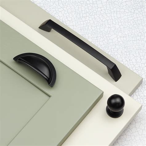 Matt Black Cup Handle Bar Pull And Matching Knob Handle And Home