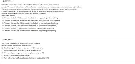 Solved Question 10 In Data Link Error Control Based On