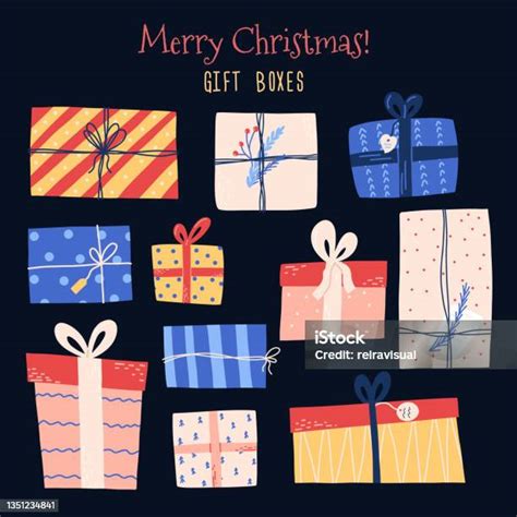 Kotak Hadiah Natal Di Tangan Ditarik Gaya Kartun Ilustrasi Vektor Datar