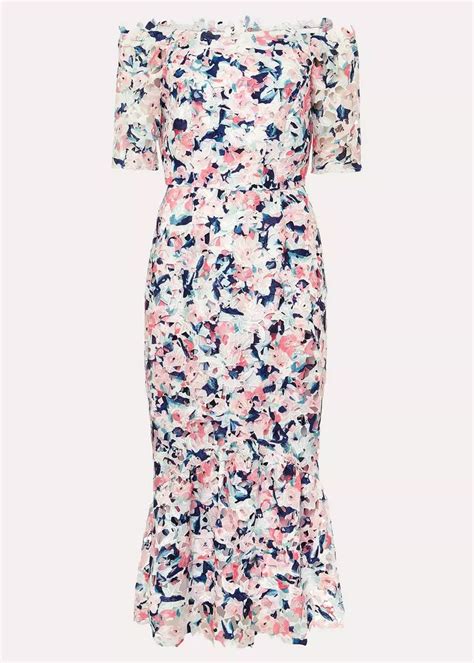 Elara Floral Bardot Bodycon Midi Dress Phase Eight Uk