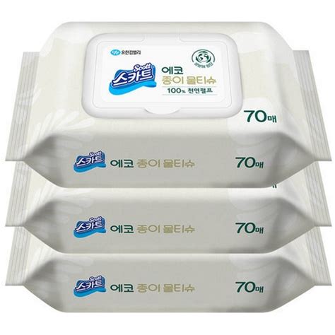유한킴벌리 스카트 에코 종이 물티슈 캡형 70매 5팩 에누리 가격비교