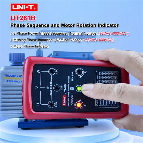 UNI T UT261B Phase Sequence And Motor Rotation Indicatiors Phase Sequence Missing Phase Motor