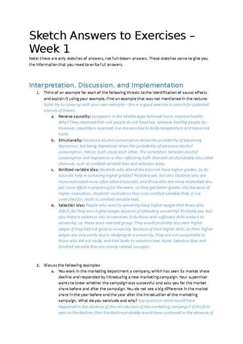 Exercises Week 1 Sketch Answers Sketch Answers To Exercises Week 1 Note These Are Only
