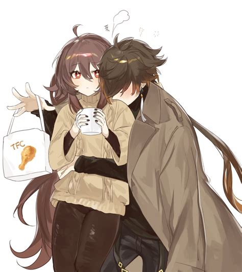 Hu Tao And Zhongli Genshin Impact Drawn By Sp I Ppp Danbooru