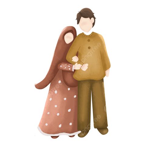 A Couple Muslim Standing Illustration Couple Muslim Standing