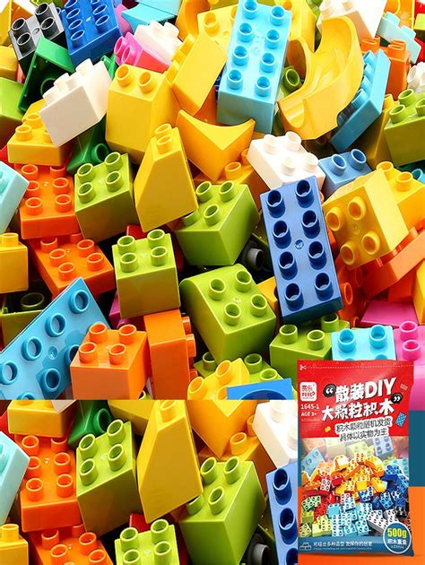 Loose Diy Building Blocks Random Color Large Pieces Set Mixed With Basic Blocks And Sliding