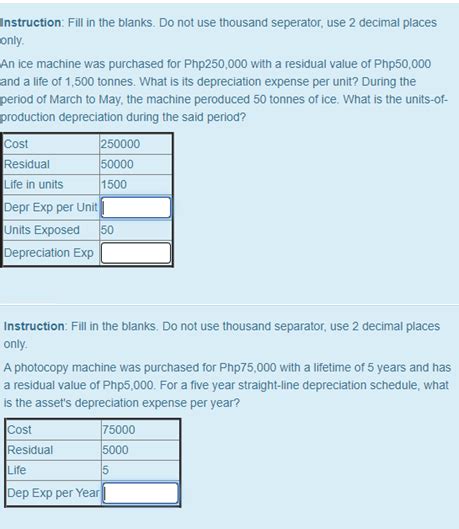 Solved Instruction Fill In The Blanks Do Not Use Thousand