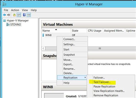 test virtual machine failover on replica hyper v server microsoft