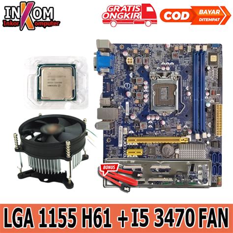 Jual Motherboard Mainboard Mobo H61 Lga 1155 Foxcon I5 3470 Shopee