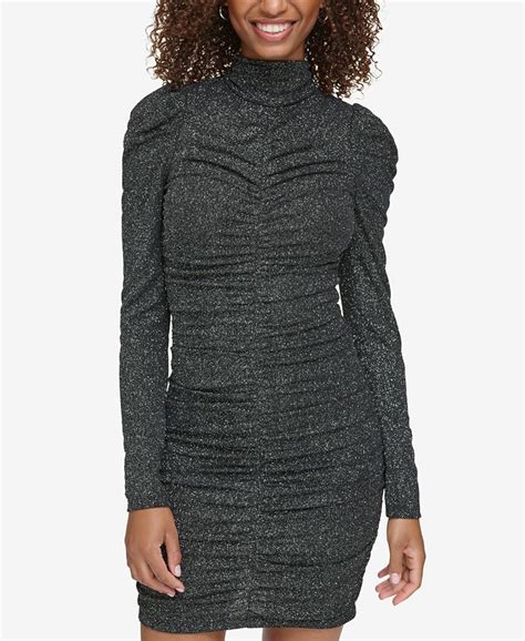 Karl Lagerfeld Paris Womens Ruched Mock Neck Dress Macys