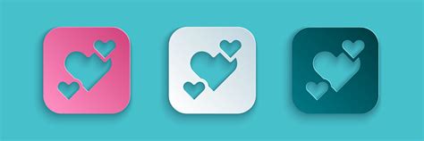 종이 컷 하트 아이콘은 파란색 배경에 분리되어 있습니다 낭만적 인 상징 연결 가입 열정과 결혼식 해피 발렌타인 데이 종이 아트 스타일 벡터 3차원 형태에 대한 스톡 벡터