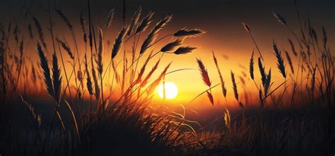 Around Dusk A Grassy Field Premium Ai Generated Image