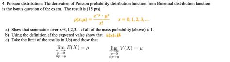 SOLVED Poisson Distribution The Derivation Of Poisson Probability Distribution Function From