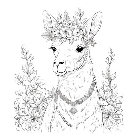 Premium Ai Image A Llama With A Flower Crown On Its Head And A Collar