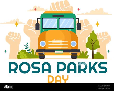 Rosa Parks Day Vector Illustration With The First Lady Of Civil Rights Handcuff And Bus In