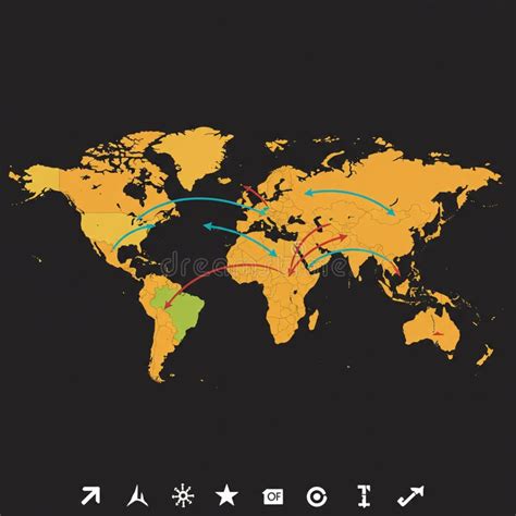 World Map Highlighting Migration Routes With Arrows Depicting Blue Pathways From Stock