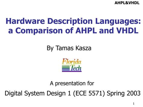 Ppt Hardware Description Languages A Comparison Of Ahpl And Vhdl