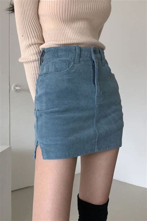 Korean Style High Waist Corduroy Mini Skort Shopperboard