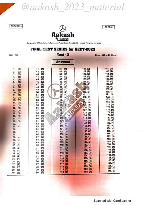 SOLUTION Fts 02 Code C Solutions Key Aakash Test Papers 2023 Studypool