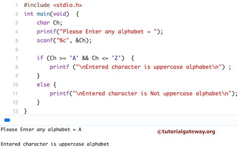 C Program to Check Whether Character is Uppercase or Not
