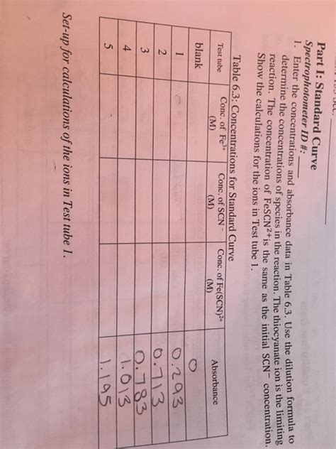 Solved Part I Standard Curve Spectrophotometer Id 1 Solved Part I Standard Curve Spectrophotometer Id 1
