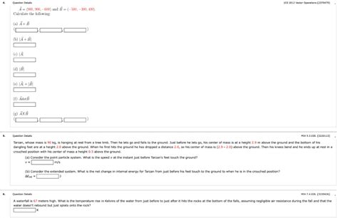 Solved Question Detaills Vector Operations Chegg
