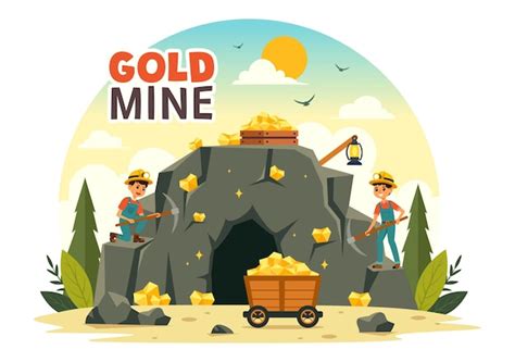 Premium Vector Gold Mine Vector Illustration With Mining Industry