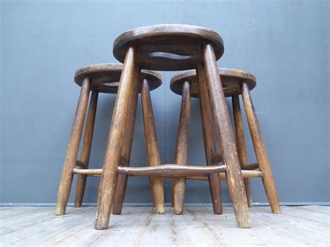 Trio Of Early School Art Room Stools