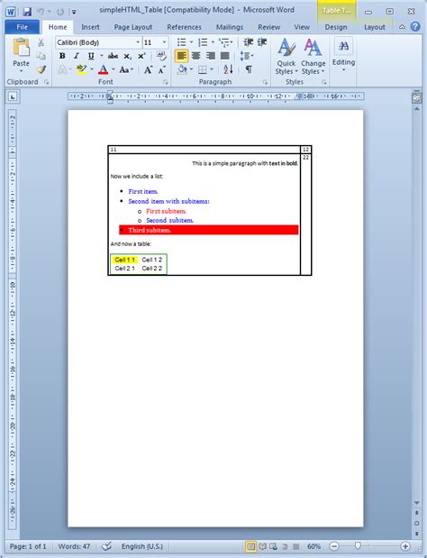 HTML To Word Javadocx