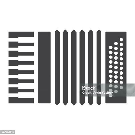 アコーディオン グリフ アイコン音楽楽器音記号ベクトル グラフィックeps 10白地の固体パターン いっぱいになるのベクターアート素材や