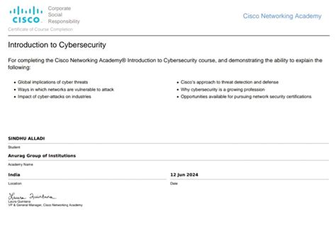 Excited To Share That Ive Just Finished Ciscos Introduction To Cyber Security Course